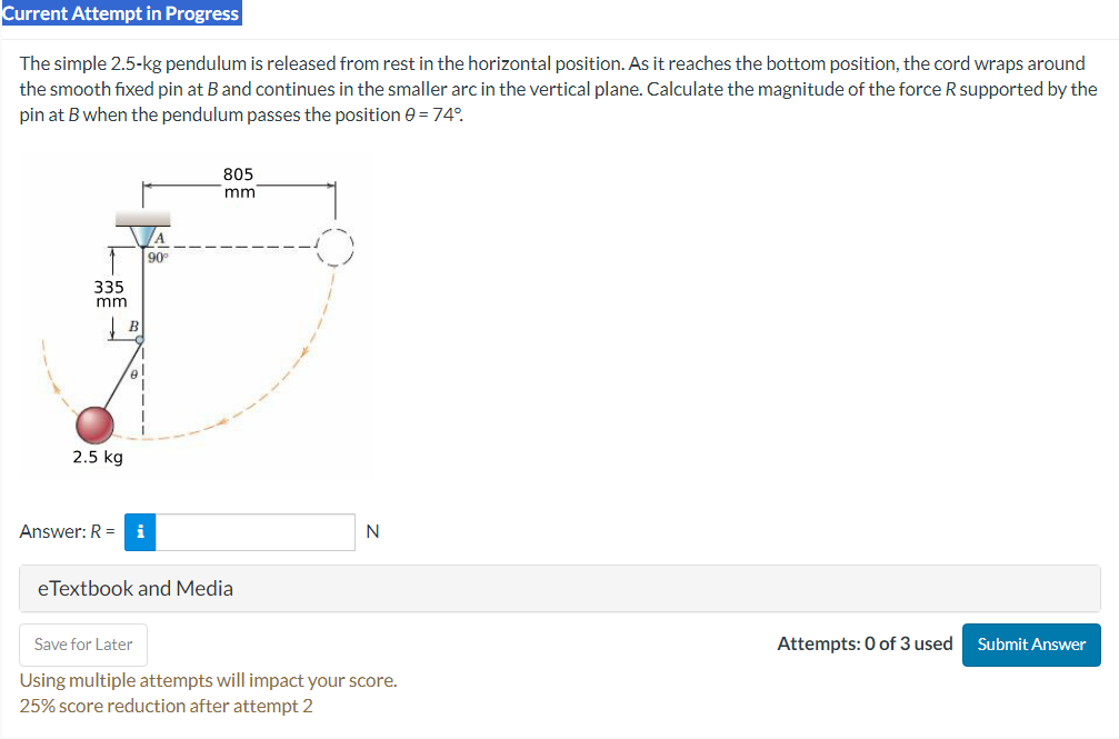 Solved The simple 2.5−kg pendulum is released from rest in | Chegg.com