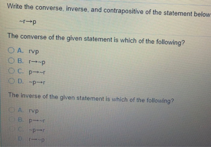 Solved The contrapositive of the given statement is which | Chegg.com