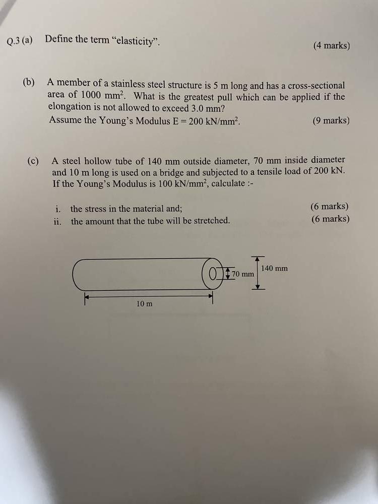 Solved Q.3 (a) Define the term "elasticity". (4 marks) (b) A | Chegg.com