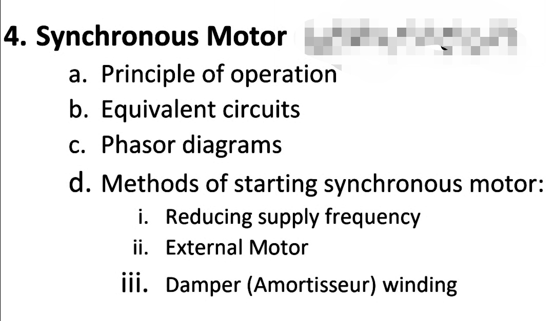 Solved 4. Synchronous Motor I I a. Principle of operation b. | Chegg.com