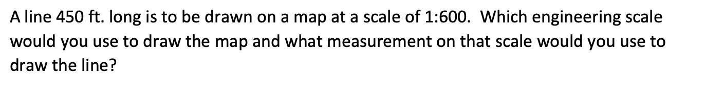 Solved A line 450 ft. long is to be drawn on a map at a | Chegg.com