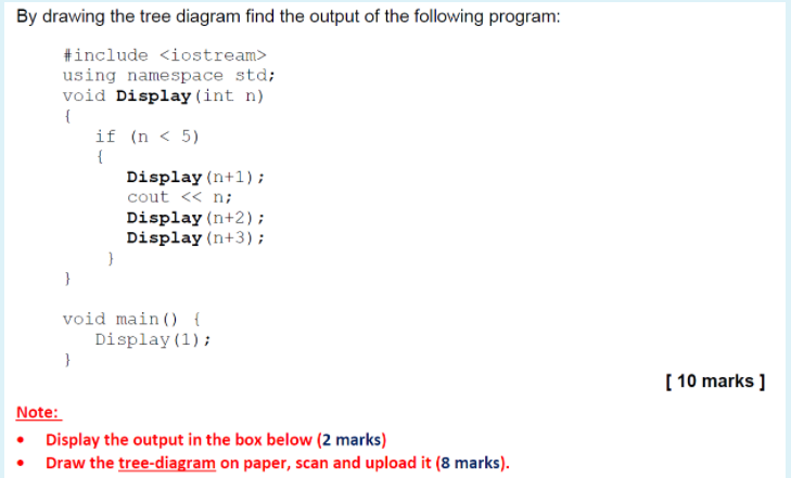 Solved By drawing the tree diagram find the output of the | Chegg.com