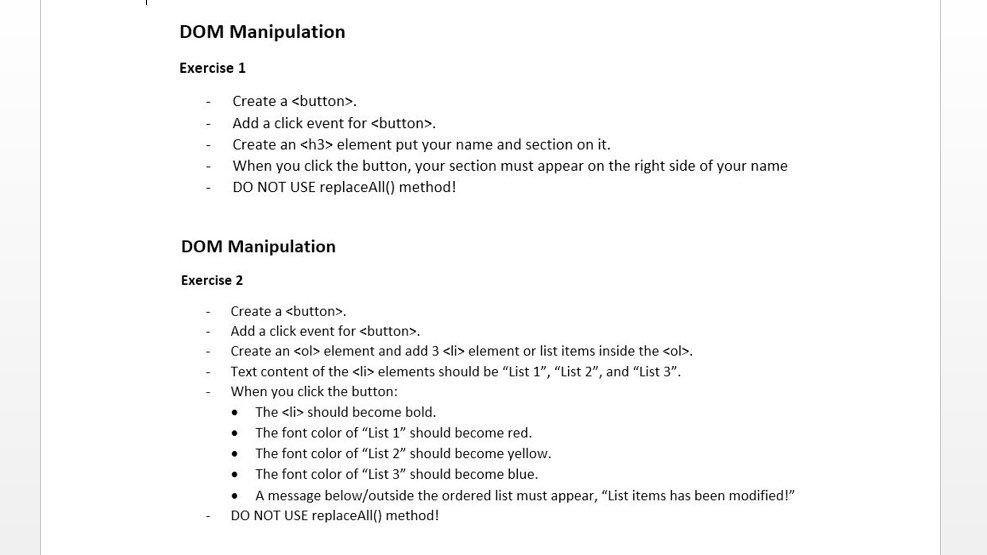 Solved Dom Manipulation Exercise 1 Create A Add A 6174