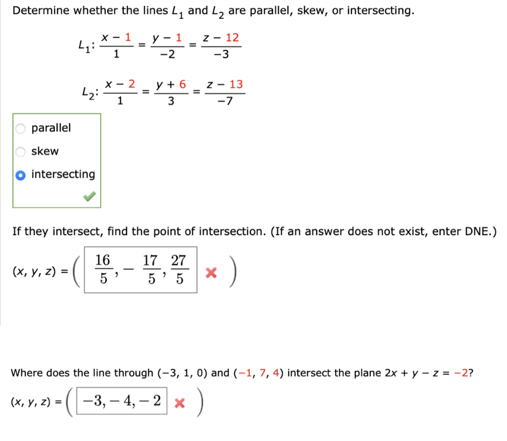 Solved Determine whether the lines L1 and L2 are parallel, | Chegg.com