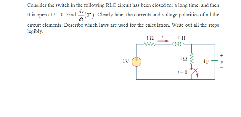 Solved Consider the switch in the following RLC circuit has | Chegg.com