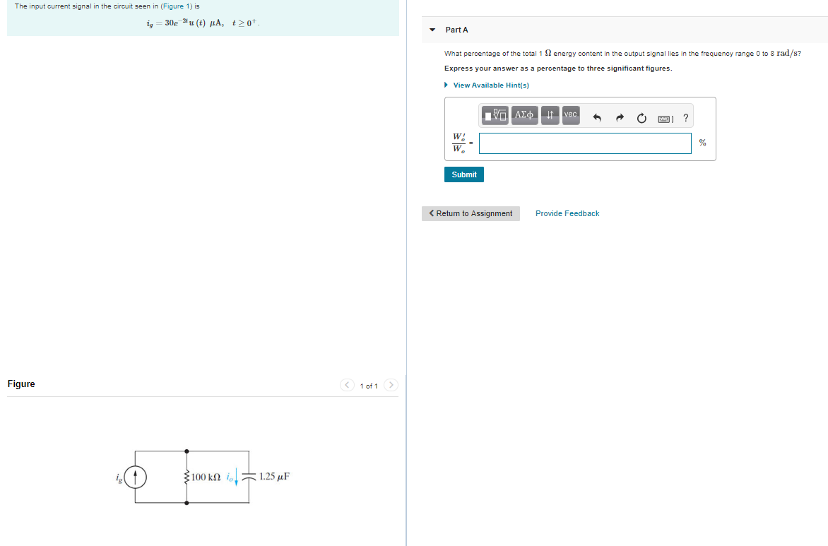 Solved The input current signal in the circuit seen in | Chegg.com