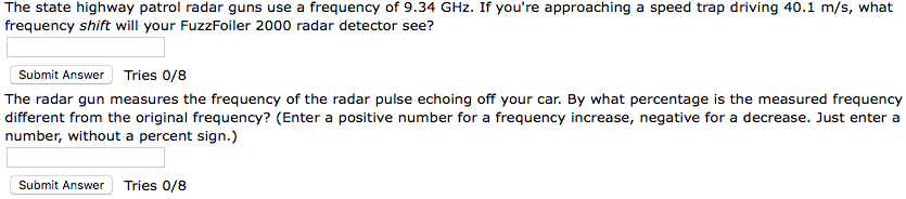Solved The state highway patrol radar guns use a frequency | Chegg.com