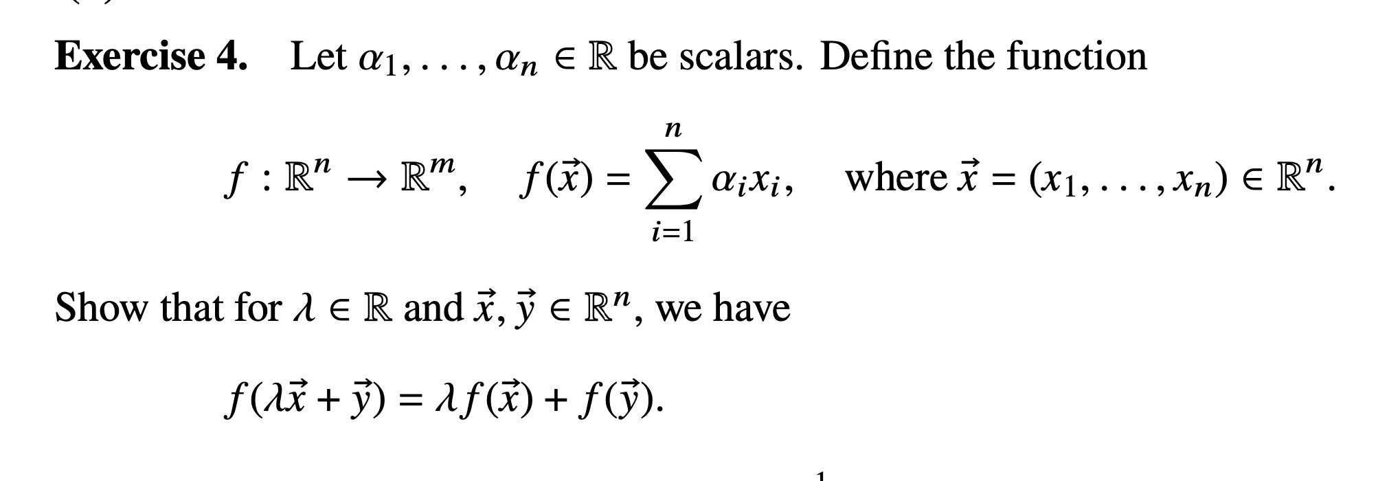 Solved Exercise 4. Let Q1, ..., An E R be scalars. Define | Chegg.com