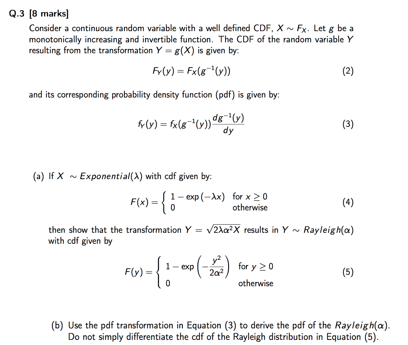 Solved Q.3 [8 marks] Consider a continuous random variable | Chegg.com
