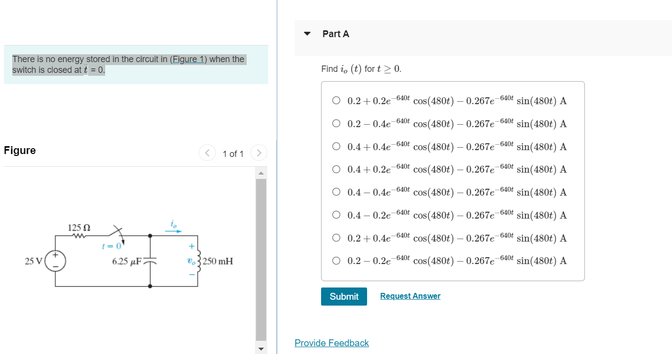 Solved There is no energy stored in the circuit in (Figure | Chegg.com