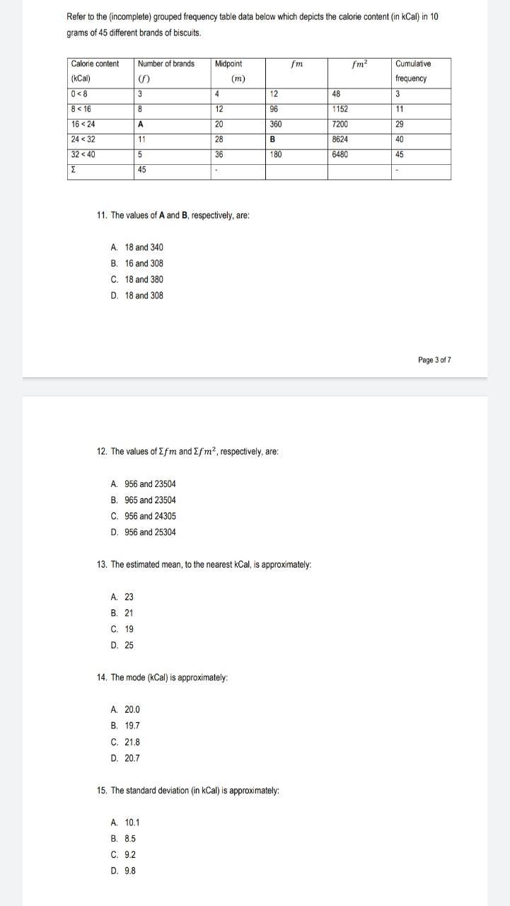 Solved Refer to the incomplete) grouped frequency table data | Chegg.com