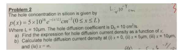 Solved Problem 2 The hole concentration in silicon is given | Chegg.com