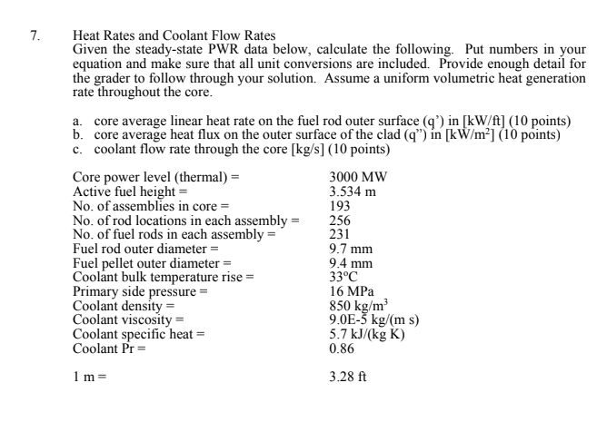 Heat Rates and Coolant Flow Rates Given the | Chegg.com