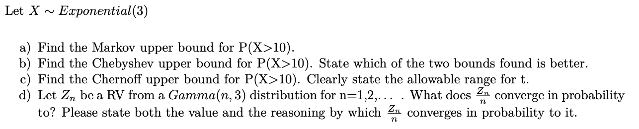 Solved a) Find the Markov upper bound for \\( | Chegg.com
