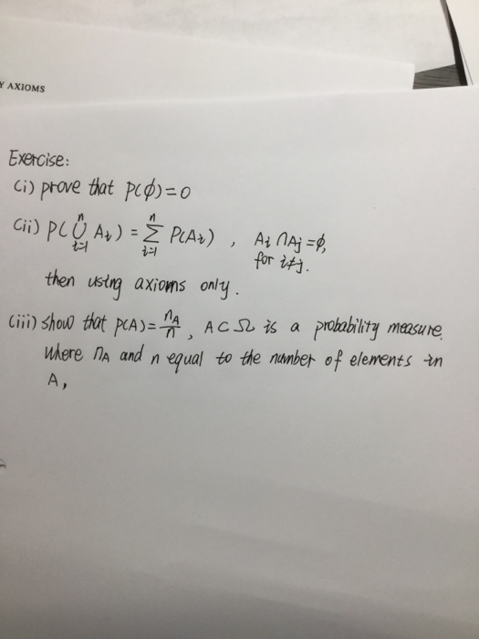 Solved Exercise: (i) prove that p(phi) = 0 (ii)P(union_t = | Chegg.com