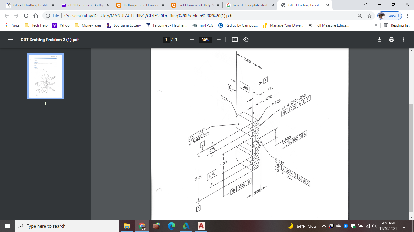 Solved Draw front, top and right side view of the flush | Chegg.com