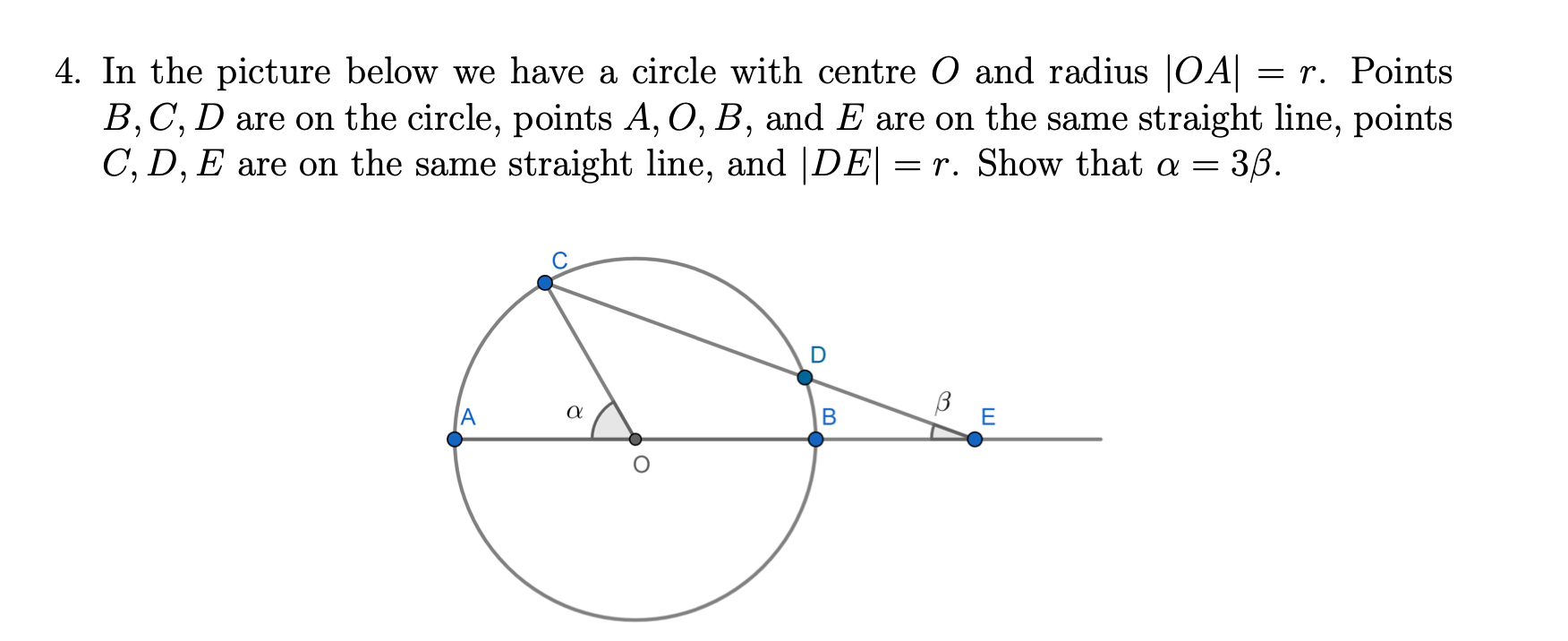 Solved 4 In The Picture Below We Have A Circle With Centre