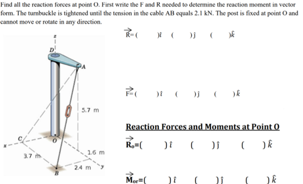 Solved Find all the reaction forces at point O. First write | Chegg.com