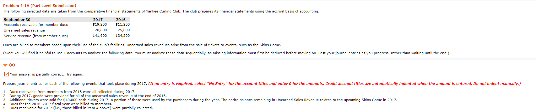 Solved Problem 4-1A (Part Level Submission) The following | Chegg.com
