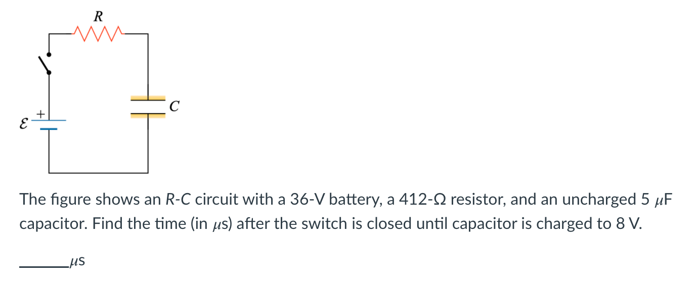 Solved R The figure shows an R-C circuit with a 36-V | Chegg.com