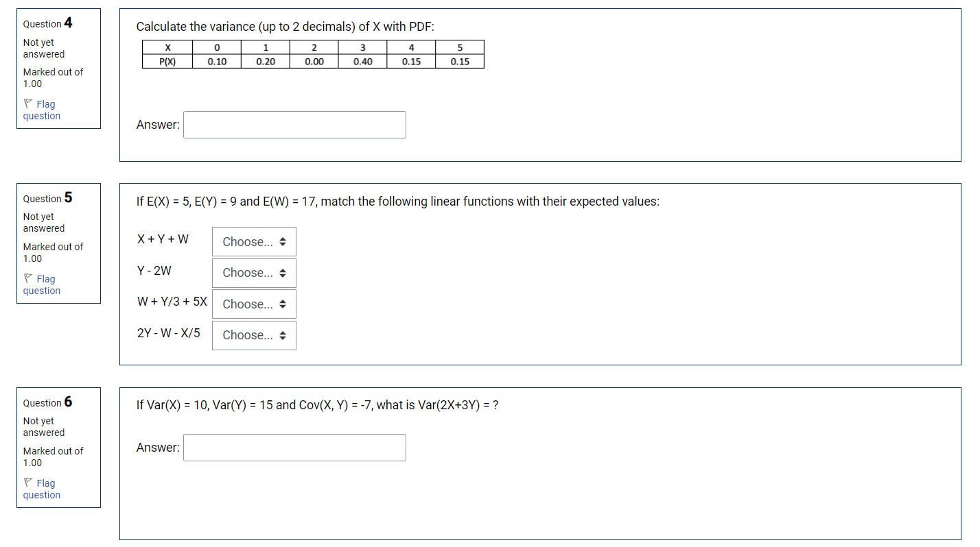 Solved Calculate the variance (up to 2 decimals) of X with | Chegg.com