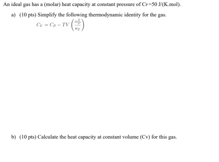 An ideal gas has a (molar) heat capacity at constant | Chegg.com