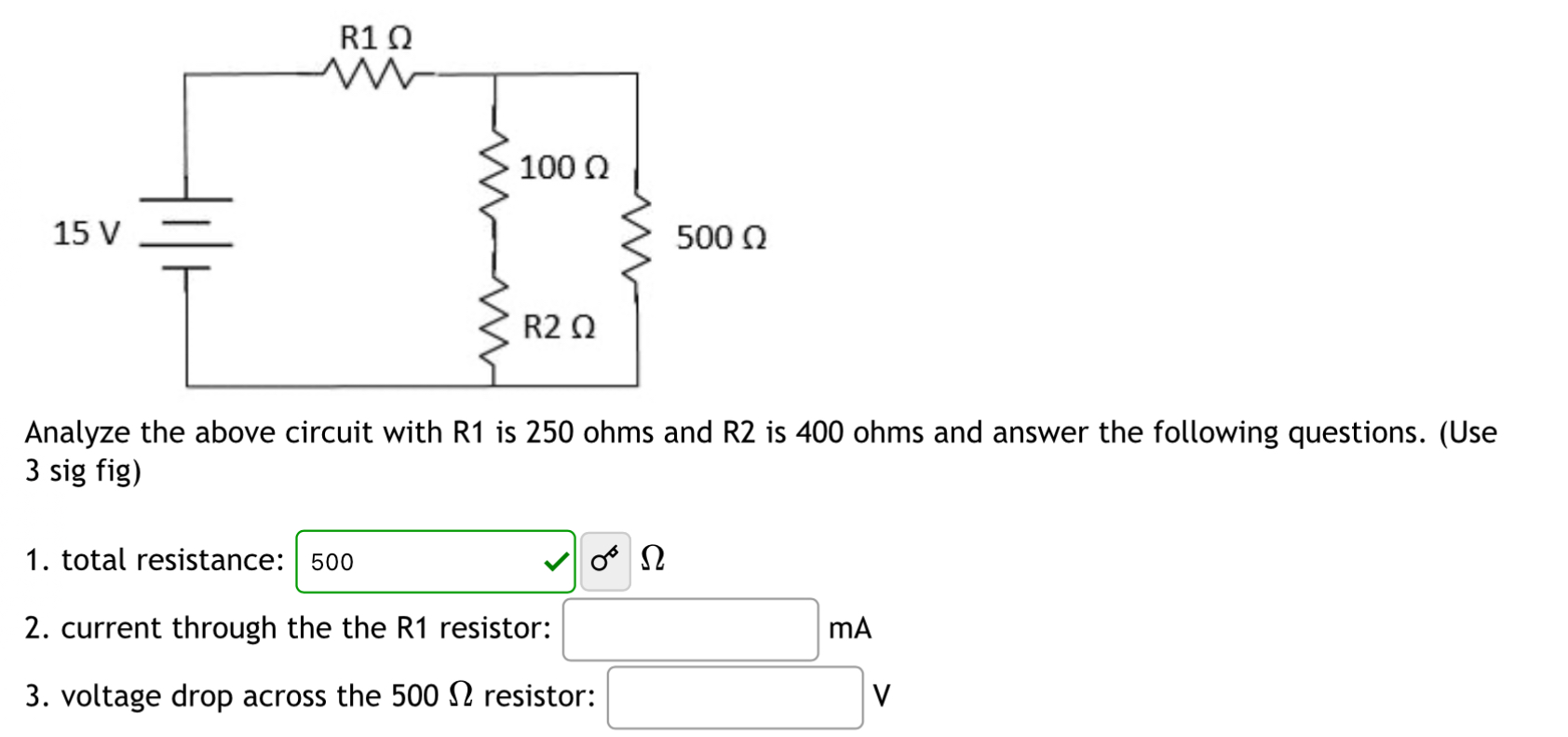 Solved Analyze the above circuit with R1 ﻿is 250 ﻿ohms and | Chegg.com