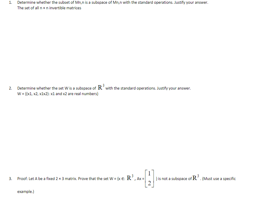 Solved Determine whether the subset of Mn,n is a subspace of | Chegg.com