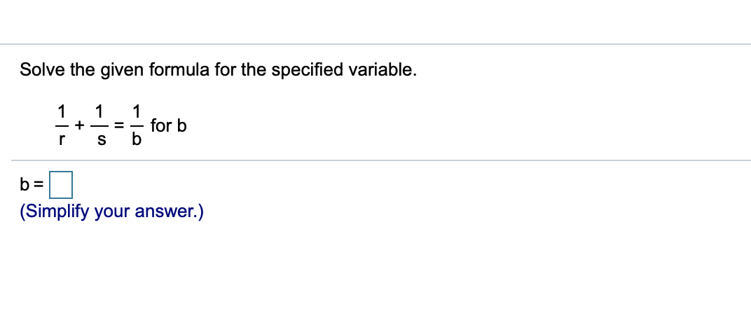 Solved Solve the given formula for the specified variable. 1 | Chegg.com