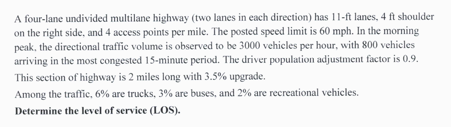 Solved A four-lane undivided multilane highway (two lanes in | Chegg.com