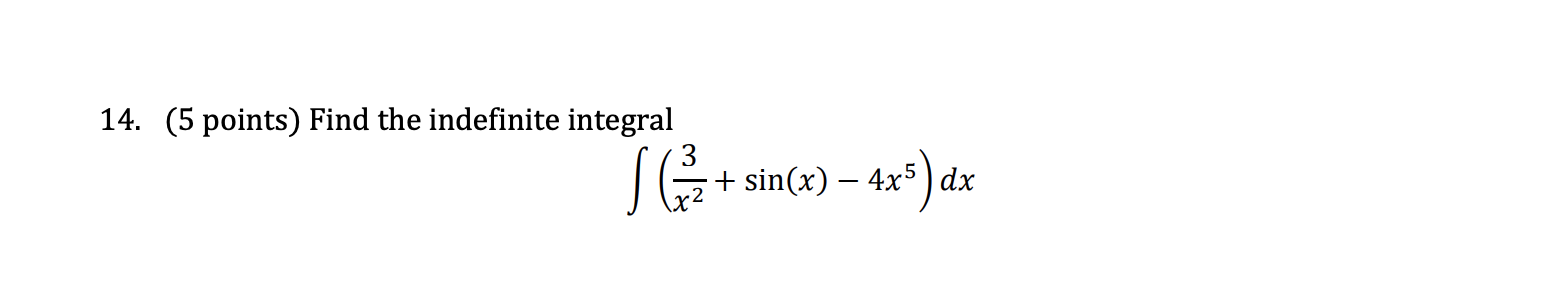 Solved 14. (5 points) Find the indefinite integral S @+ | Chegg.com