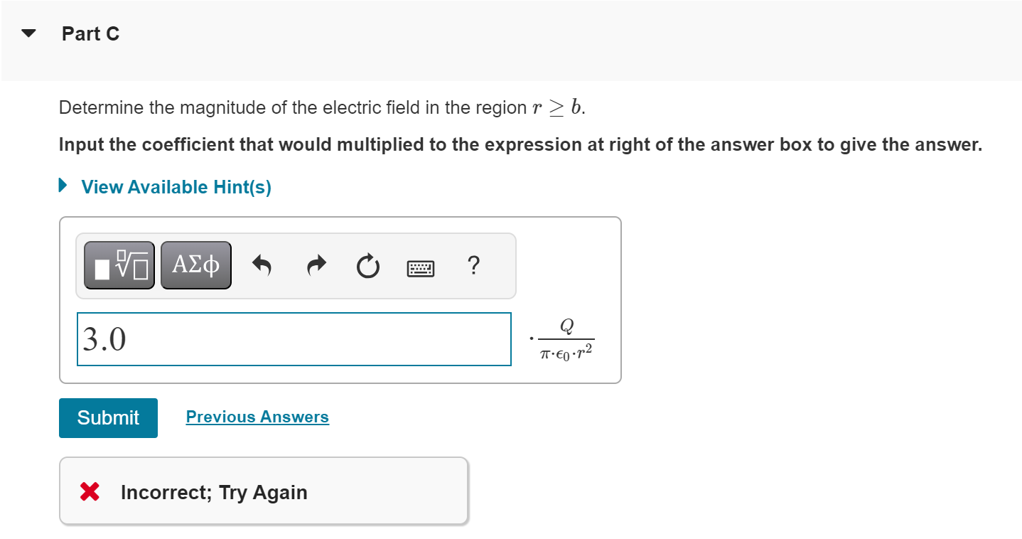 Solved A hollow metal sphere has inner radius a and outer | Chegg.com