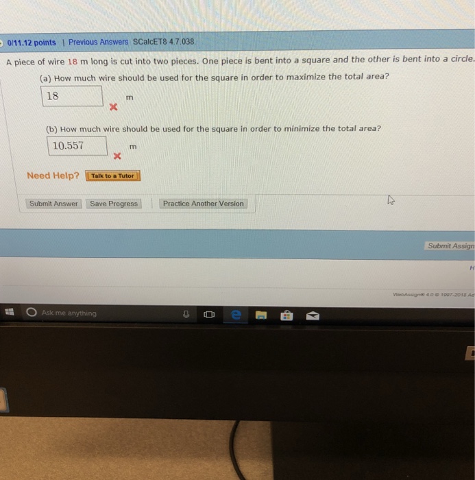 Solved 0/11.12 points I Previous Answers SCalcET8 4.7.038 A | Chegg.com