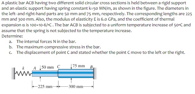 Solved A plastic bar ACB having two different solid circular | Chegg.com
