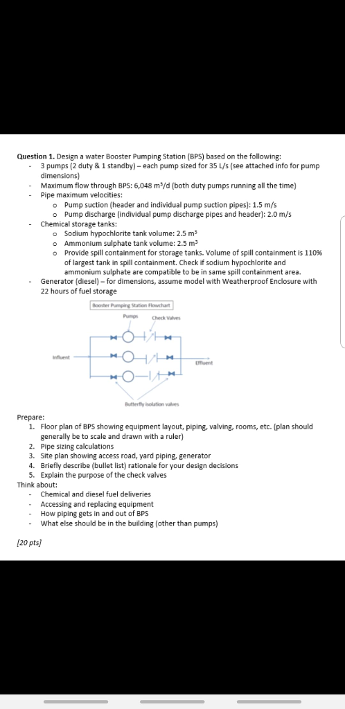 Question 1. Design a water Booster Pumping Station | Chegg.com
