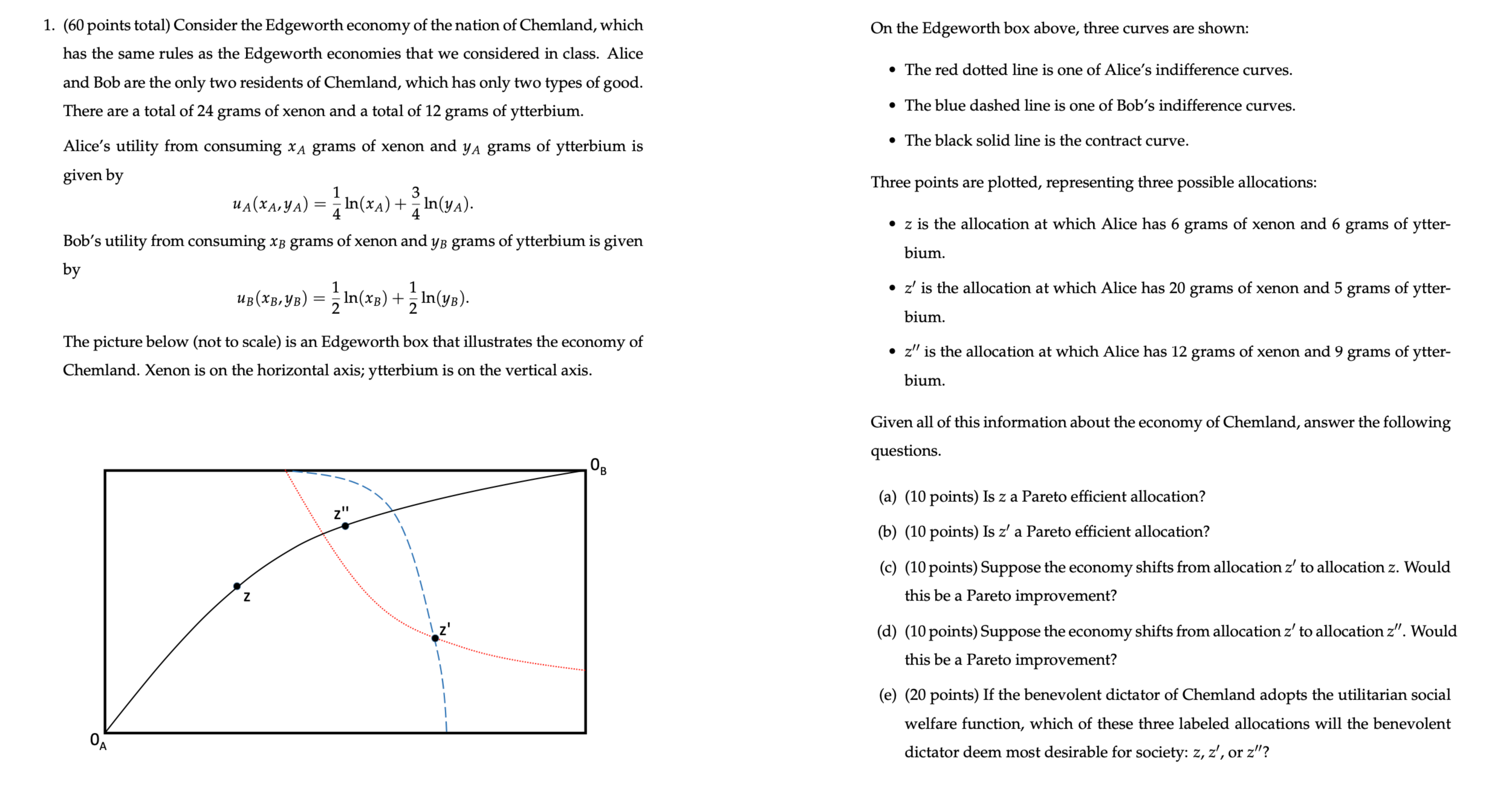 Solved ( 60 ﻿points total) ﻿Consider the Edgeworth economy | Chegg.com