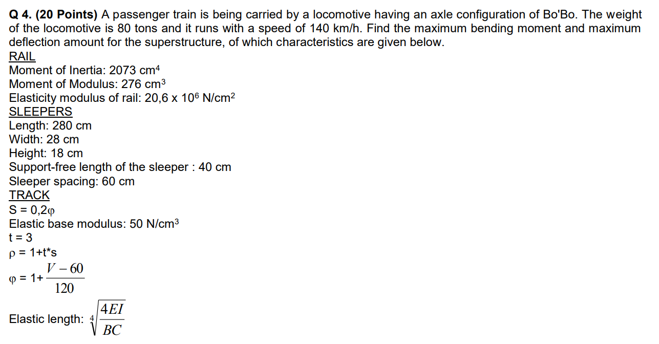 Solved Q 4. (20 Points) A passenger train is being carried | Chegg.com Solved Q 4. (20 Points) A passenger train is being carried | Chegg.com