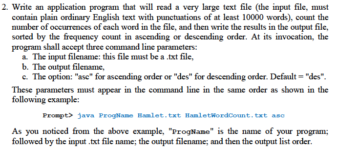 Solved 2. Write an application program that will read a very | Chegg.com