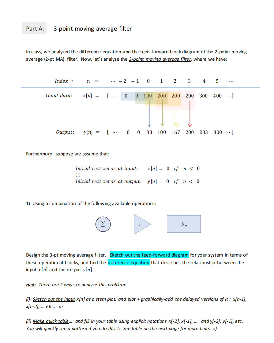 Solved 3-point moving average filter For instance, you can | Chegg.com
