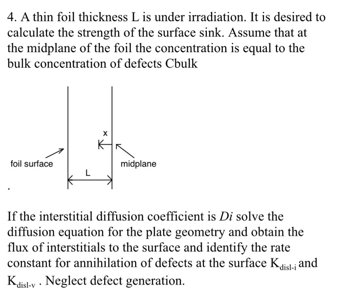 Solved 4. A thin foil thickness L is under irradiation. It | Chegg.com