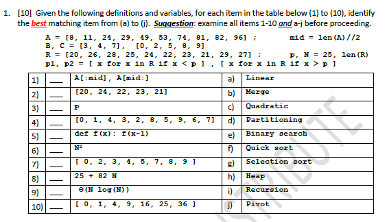 Solved 1. [10] Given the following definitions and | Chegg.com