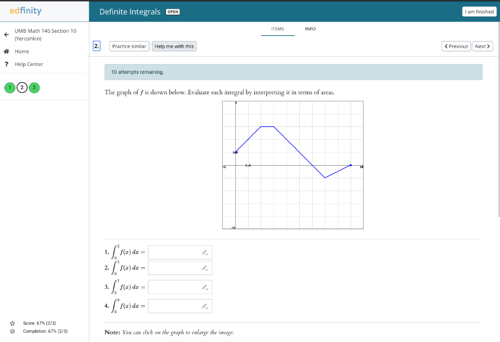 Solved edfinity Definite Integrals OPEN I am finished ITEMS | Chegg.com