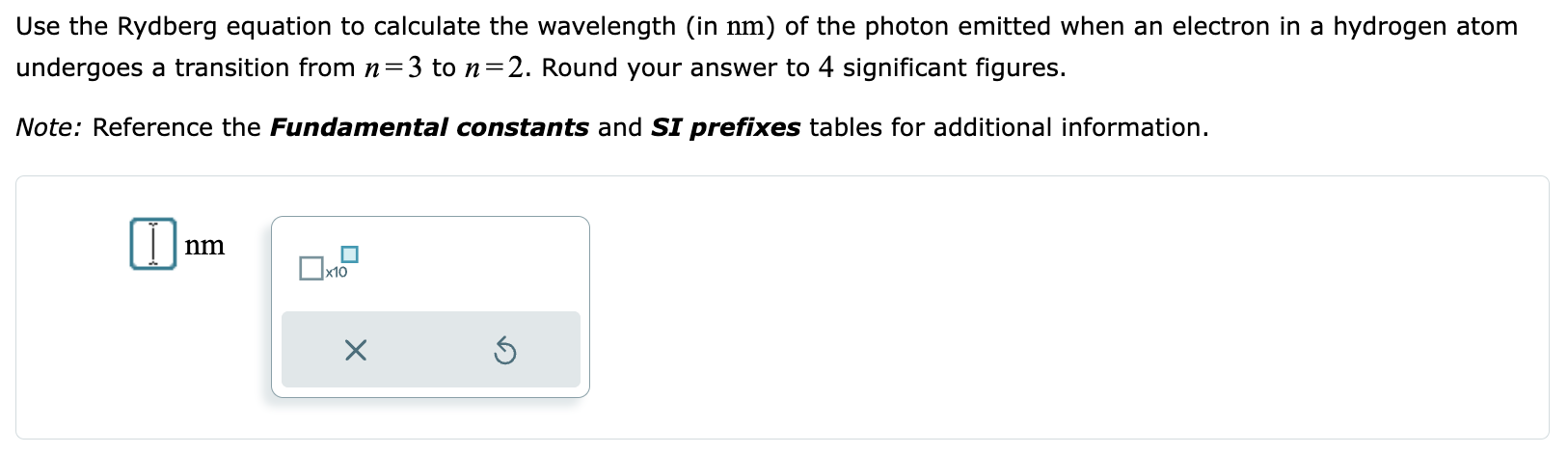 Solved Use The Rydberg Equation To Calculate The Wavelength 6026