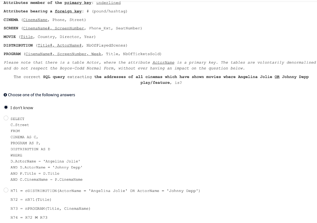 Solved Attributes member of the primary key: underlined | Chegg.com