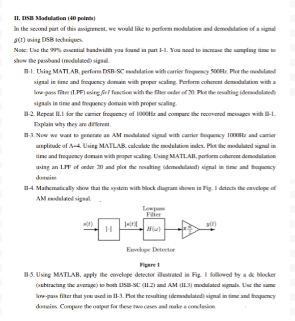 1.Using MATLAB, perform DSB-SC modulation with | Chegg.com