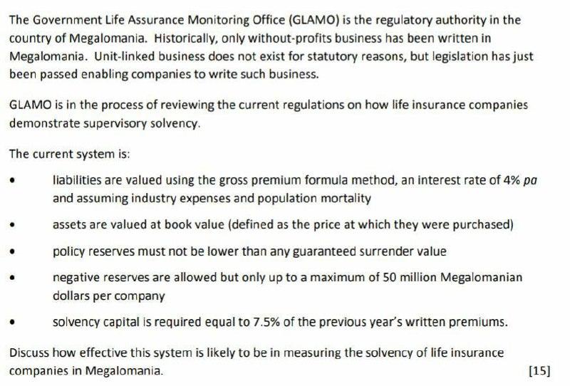 Solved The Government Life Assurance Monitoring Office | Chegg.com