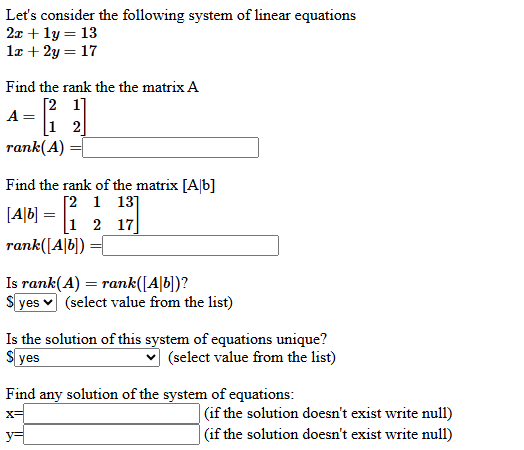Solved Let's consider the following system of linear | Chegg.com
