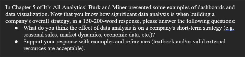 Solved In Chapter 5 of It's All Analytics! Burk and Miner | Chegg.com