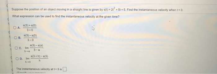 Solved Suppose The Position Of An Object Moving In A