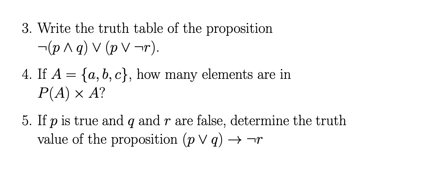 Solved 3. Write the truth table of the proposition | Chegg.com